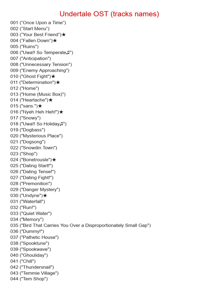 Undertale Tracks List | PDF