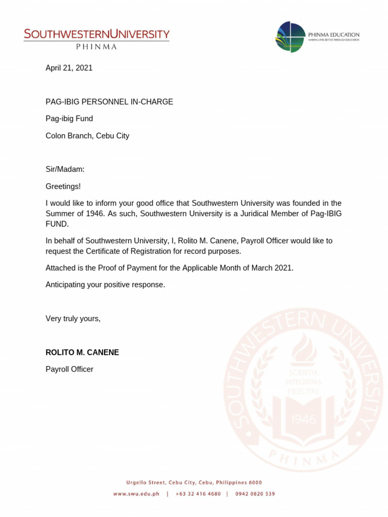 Pag-Ibig LETTER | PDF