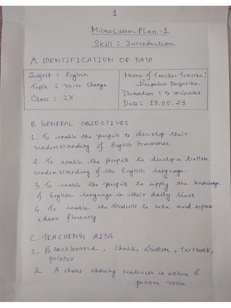 Microlesson Plan English B Ed | PDF
