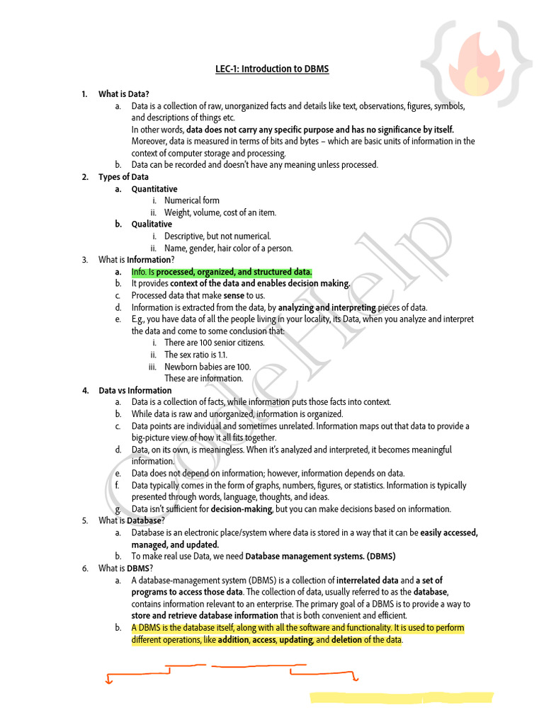 DBMS Full Notes | PDF