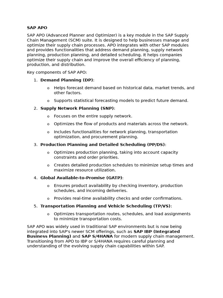 SAP APO | PDF