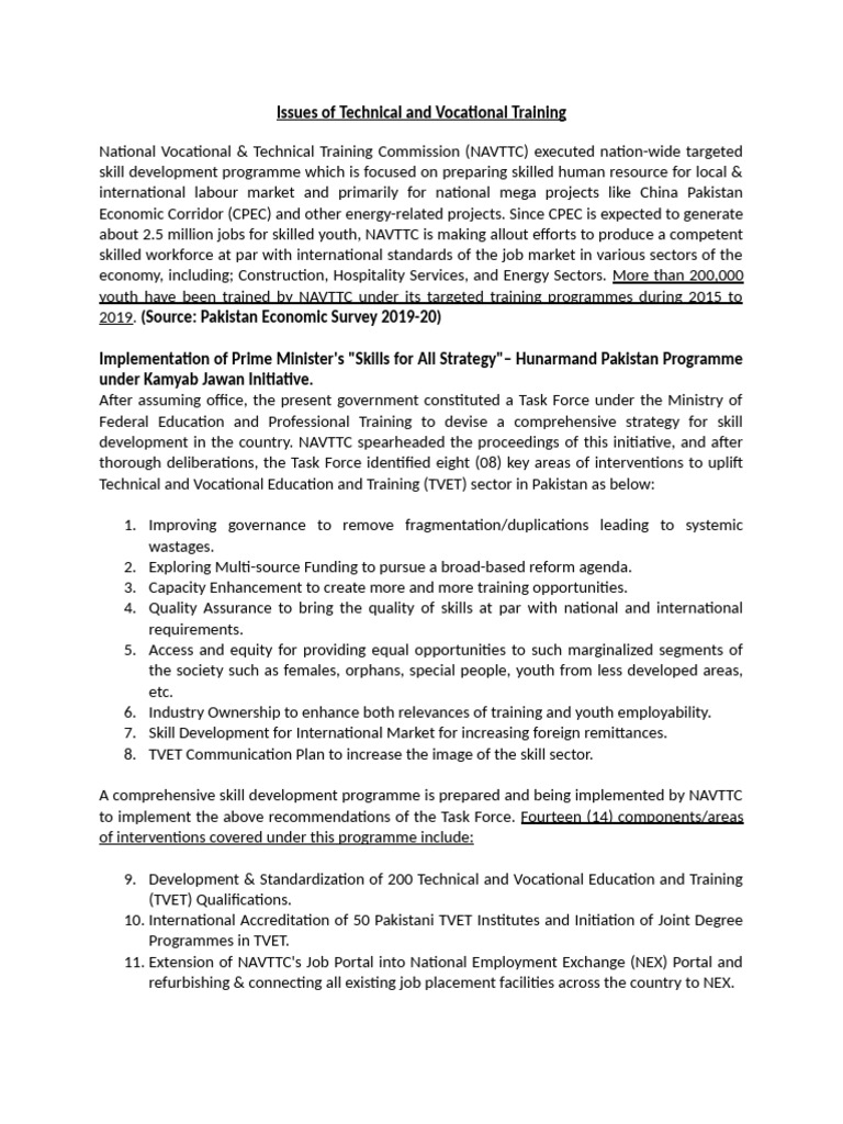 Technical and Vocational Issues | PDF