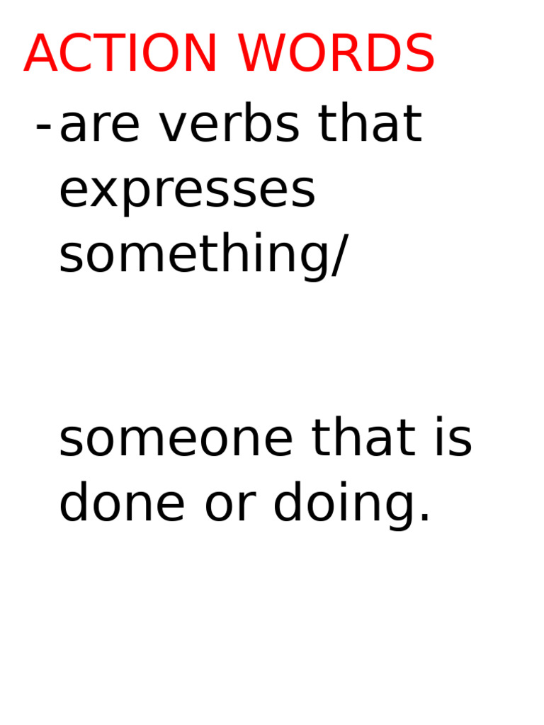 Action Verbs and Their Examples | PDF | Language Arts & Discipline