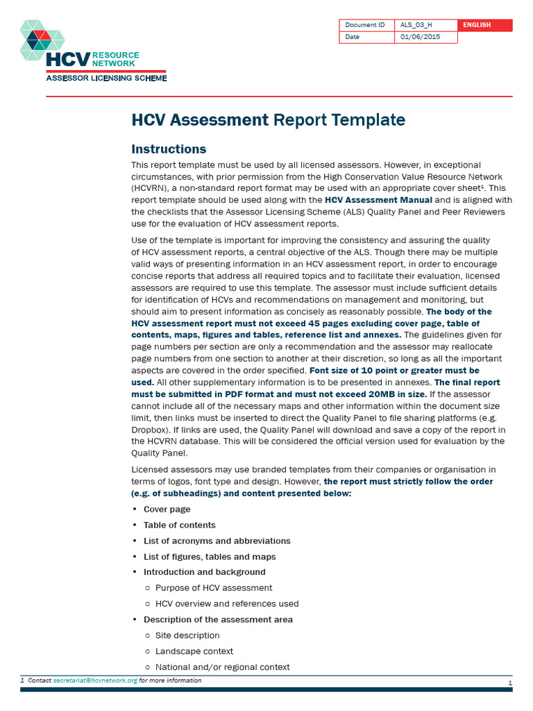 HCV Assessment Report Template | PDF