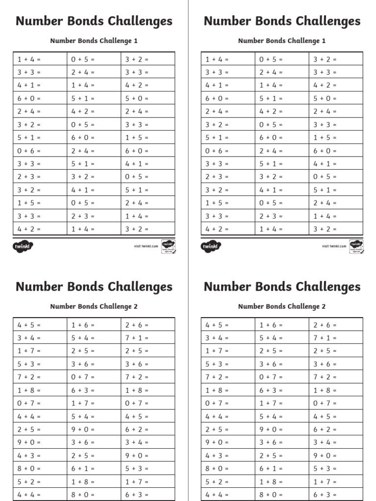 Number Bond Challenges.317037246 | PDF