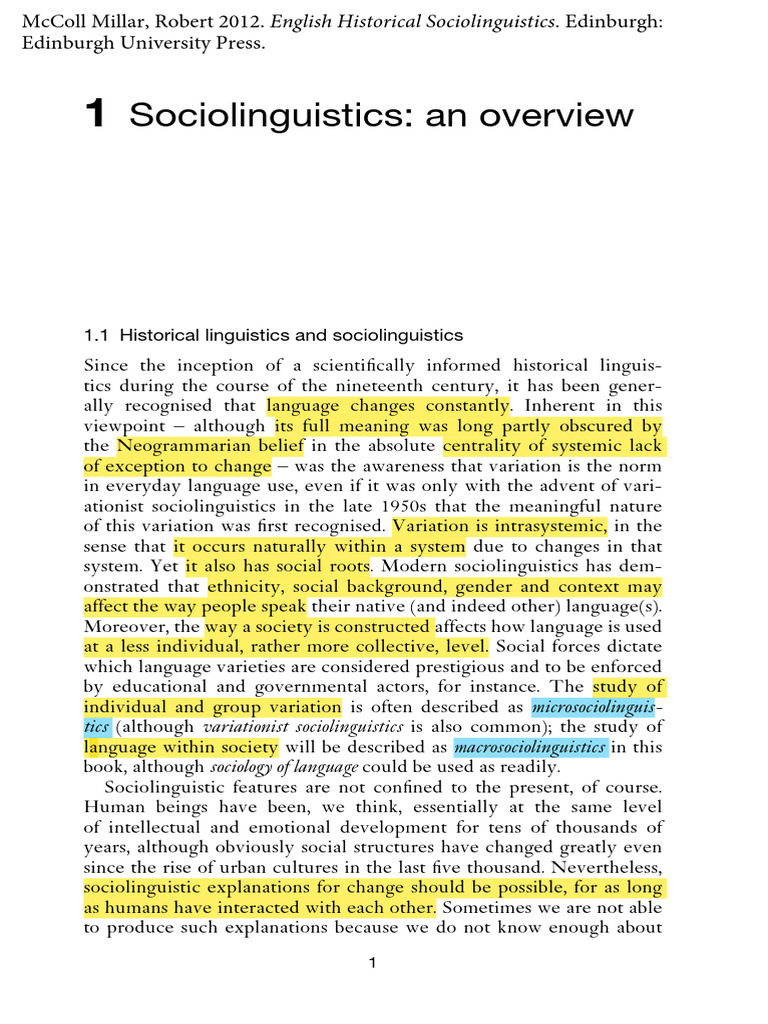 Robert McColl Millar-Sociolinguistics - An Overview (English Historical ...