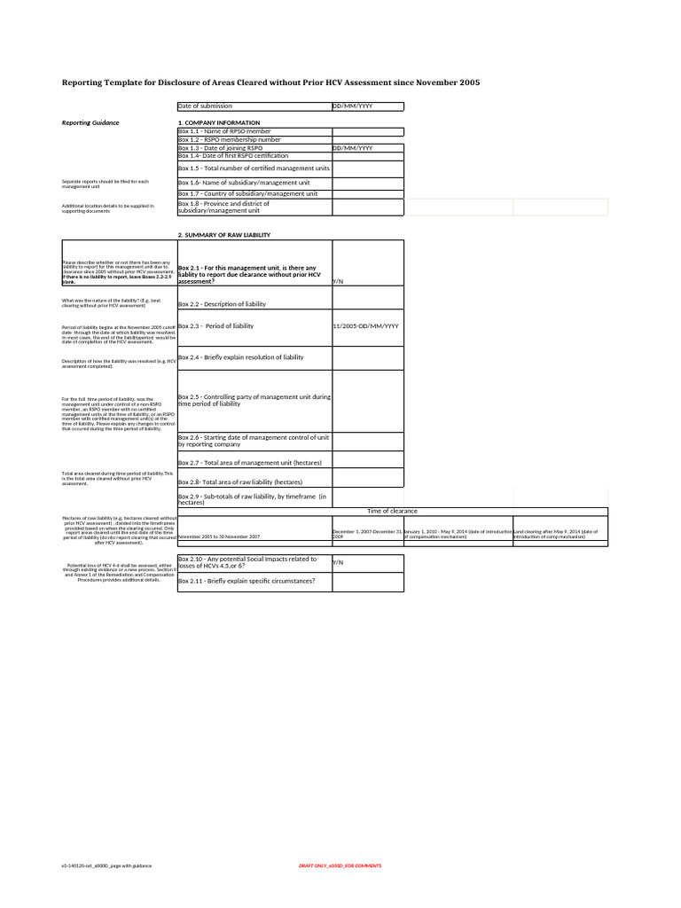 Reporting Template For Disclosure of Liability | PDF
