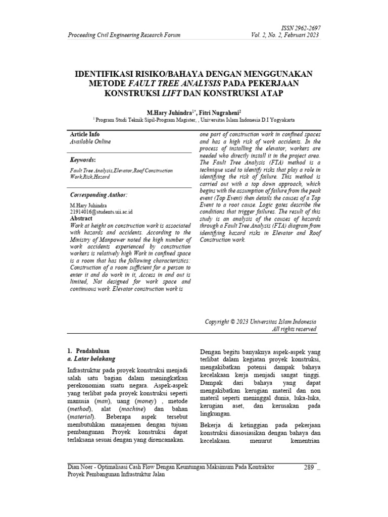 Identifikasi Bahaya Metode Fault Tree Analysis | PDF