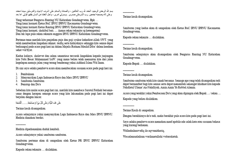 Teks MC Rutinan | PDF