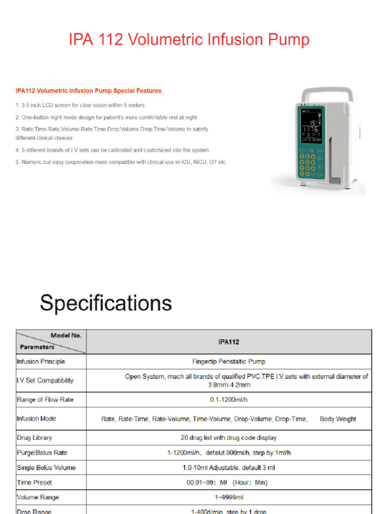 IPA - 112 - Infusion - Pump - User Manual Only | PDF