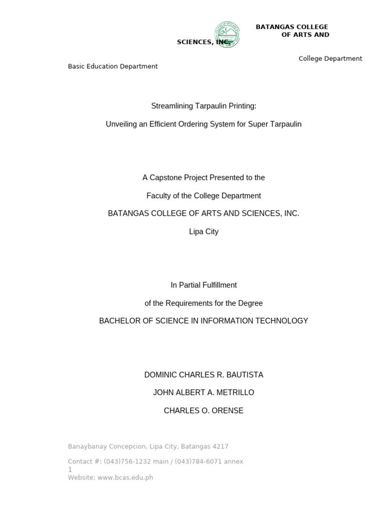 Tarpaulin Ordering System | PDF