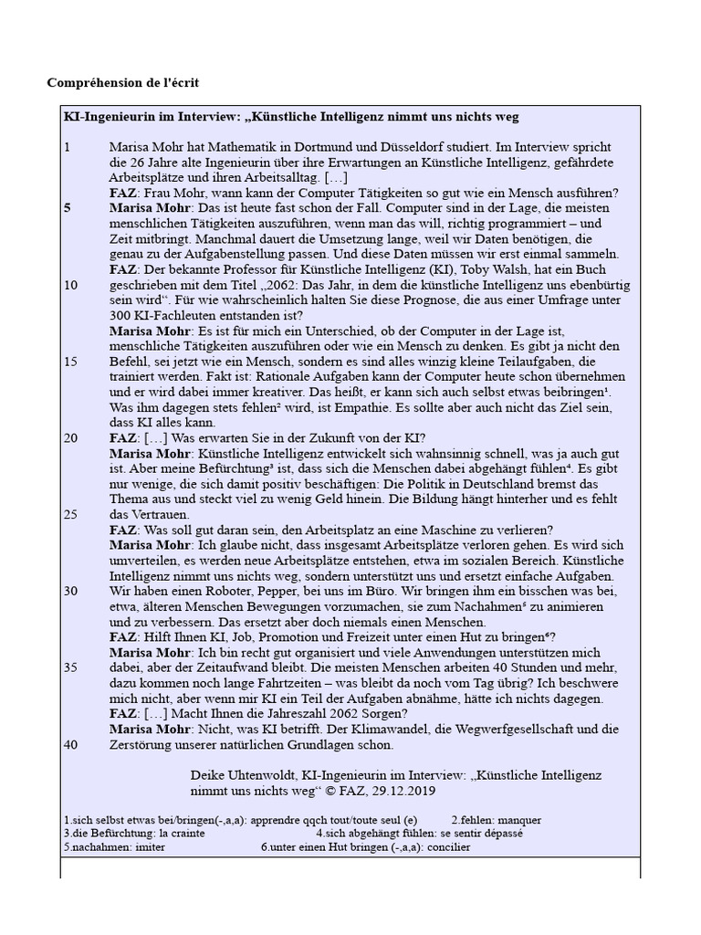 Compréhension de L'écrit KI | PDF