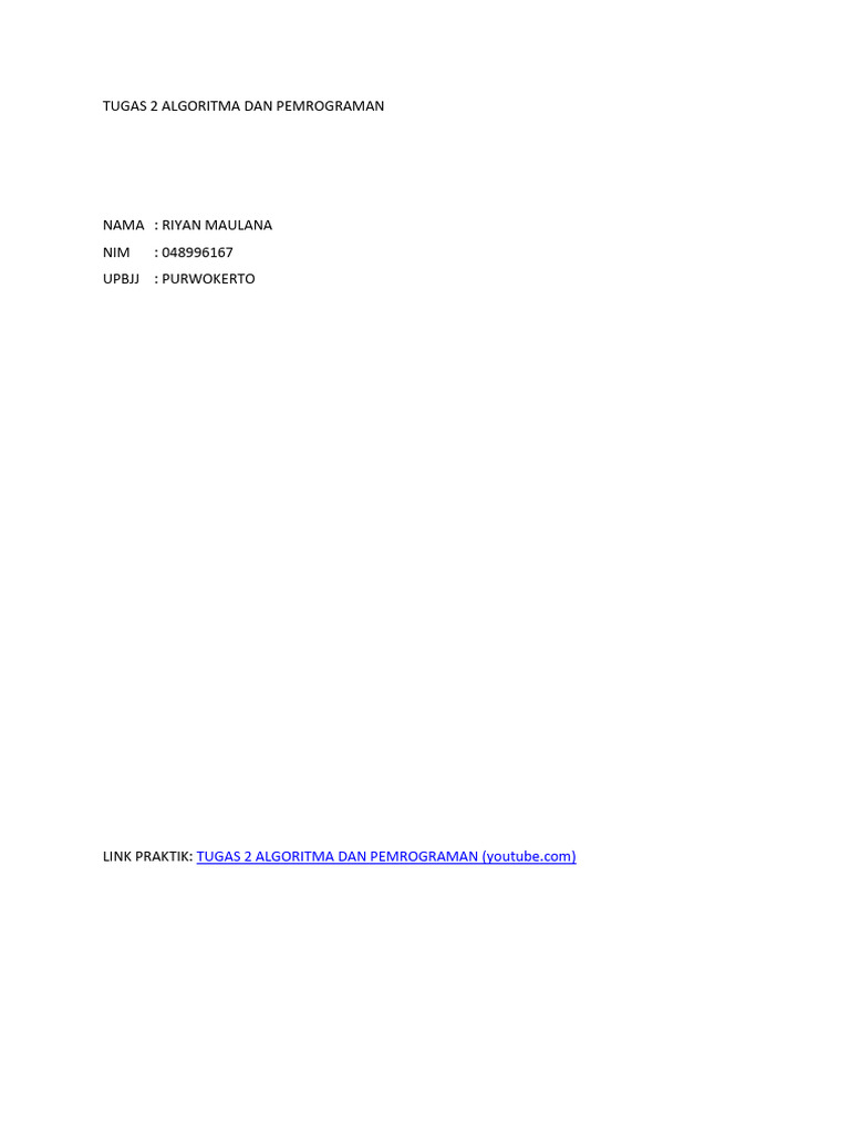 Tugas 2 Algoritma Dan Pemrograman-2 | PDF