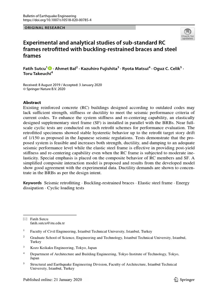 BRB Retrofit Experiments Sutcu Et Al 2020 | PDF