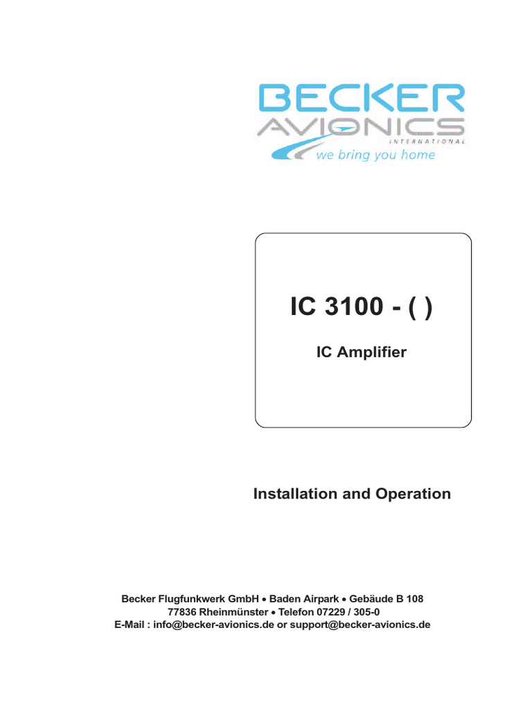 IC3100 - Installation and Operation | PDF