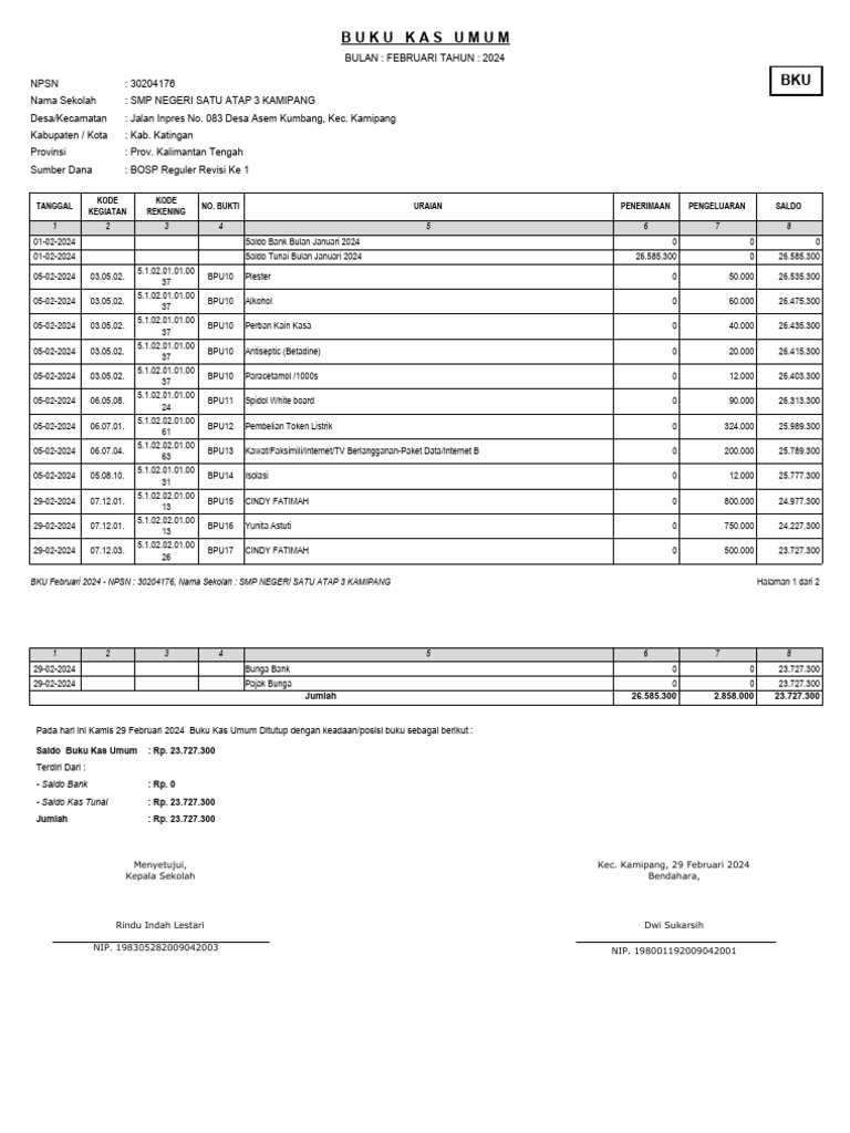 BKU Februari Tahap 1 | PDF