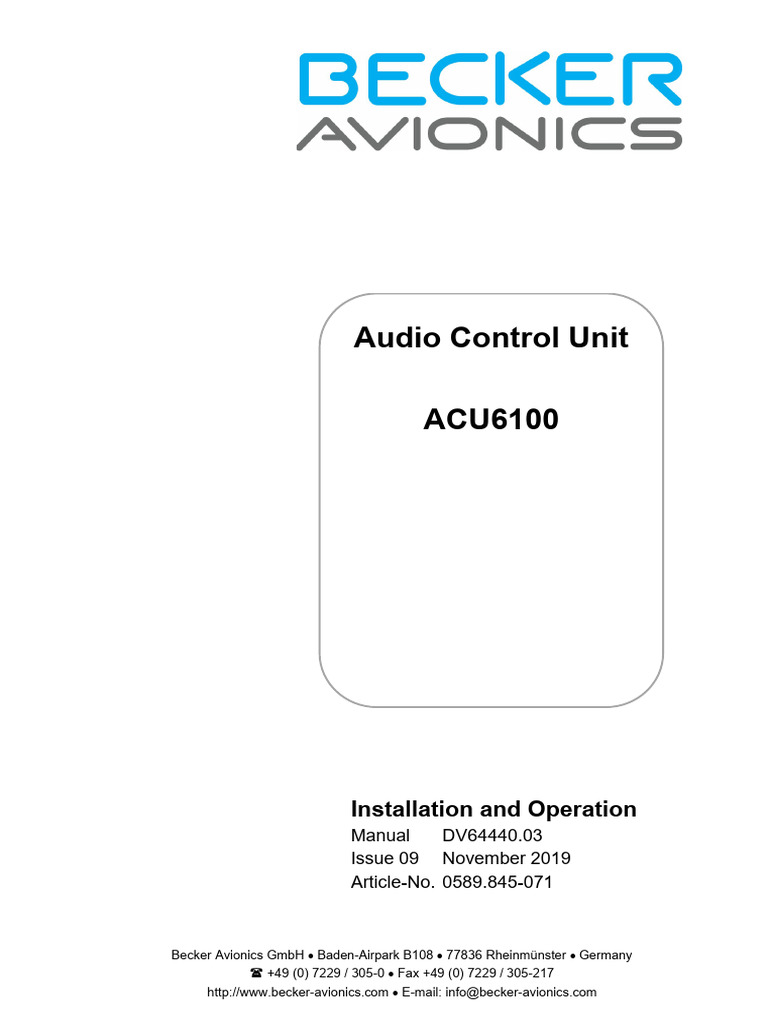 ACU6100 - Installation and Operation | PDF