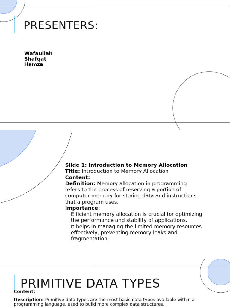 Memory Allocation Strategies for Various Data Types | PDF