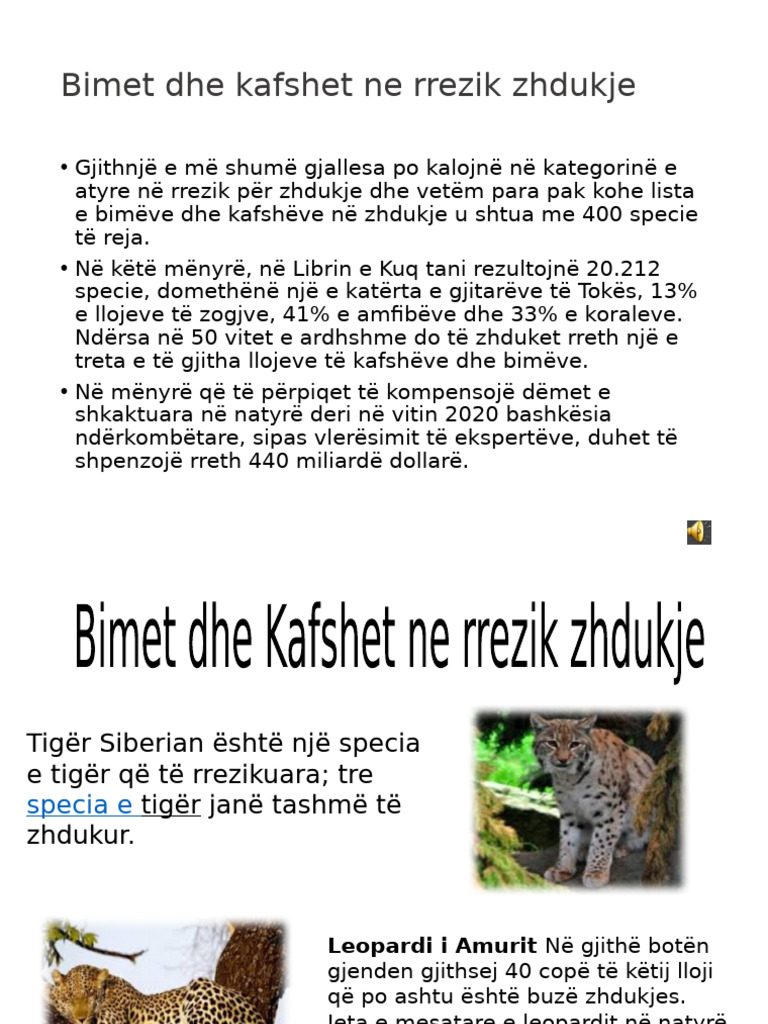 Bimet Dhe Kafshet Ne Rrezik Zhdukje | PDF