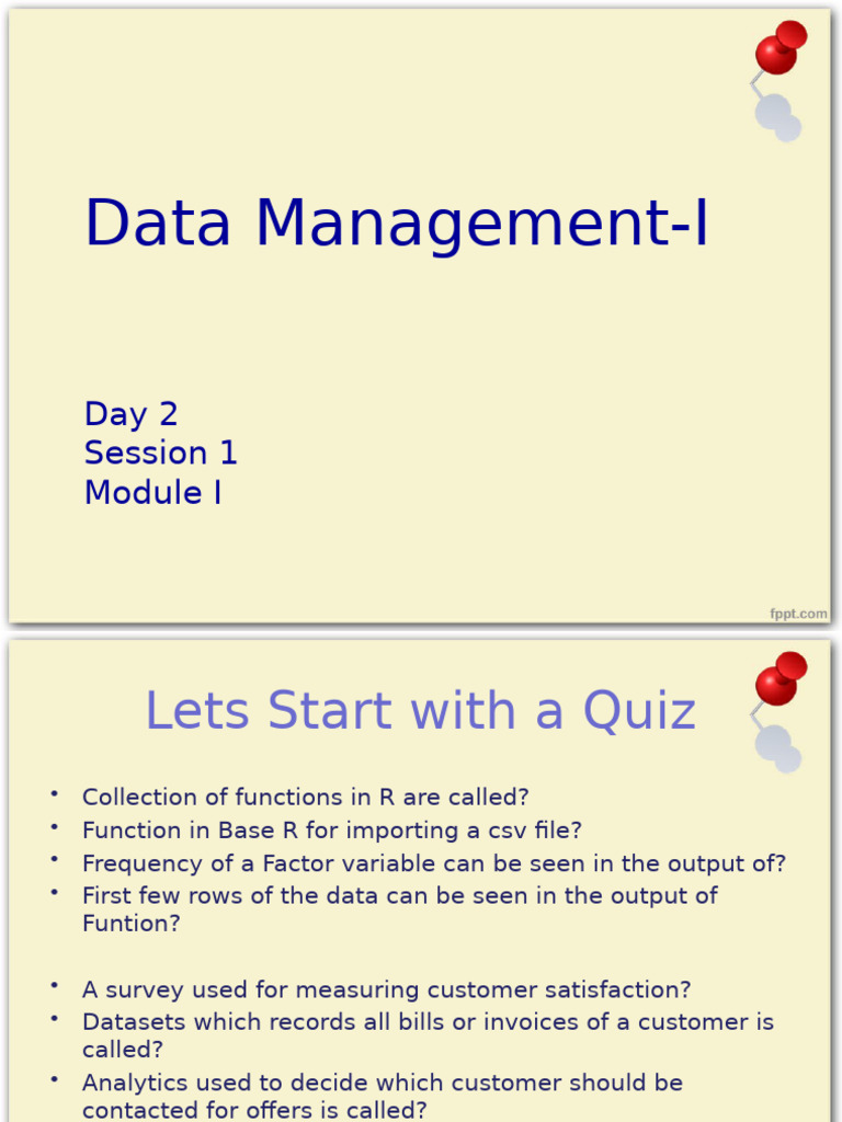 Day 2 Session 1 Data Management I | PDF