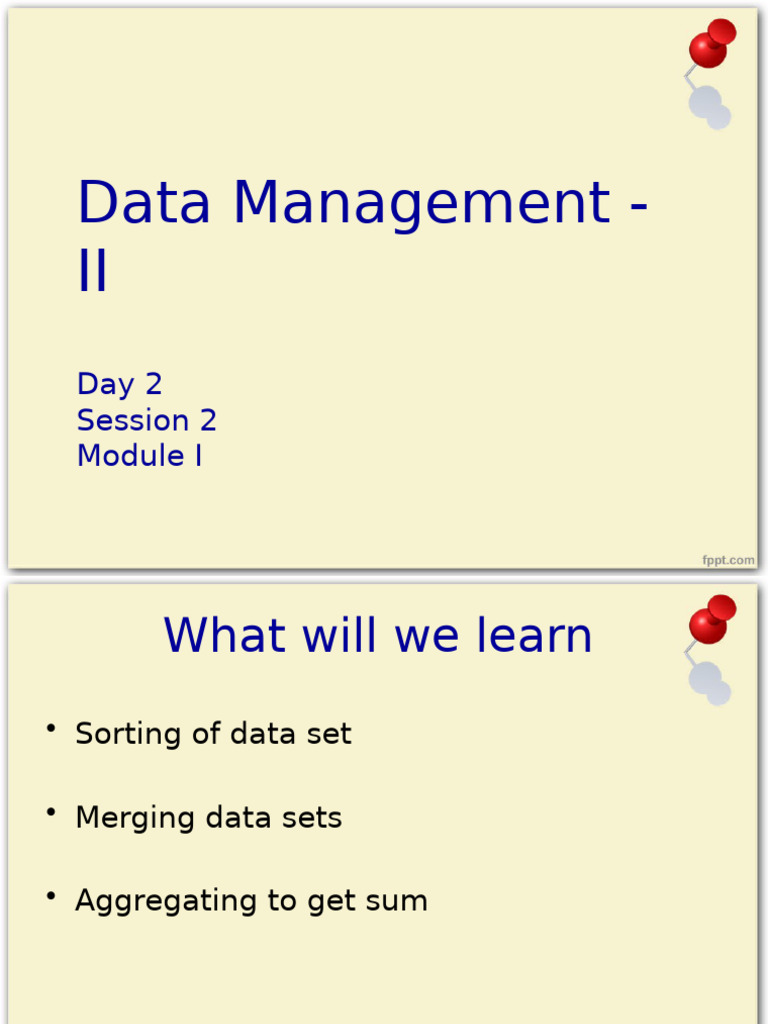 Day 2 Session 2 Data Management II (Read-Only) | PDF