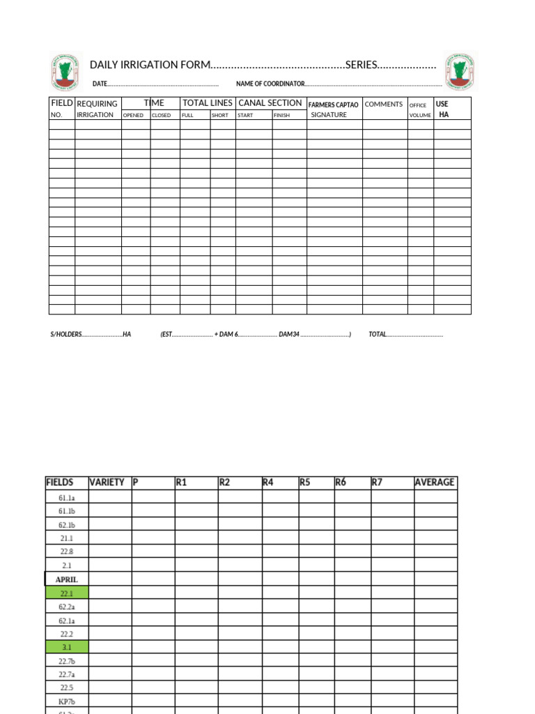 Irrigation Form | PDF
