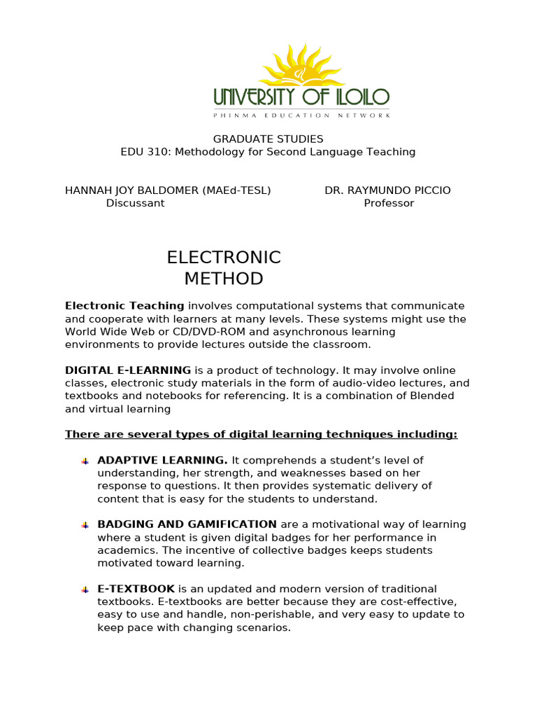 Electronic Method EDU310 | PDF