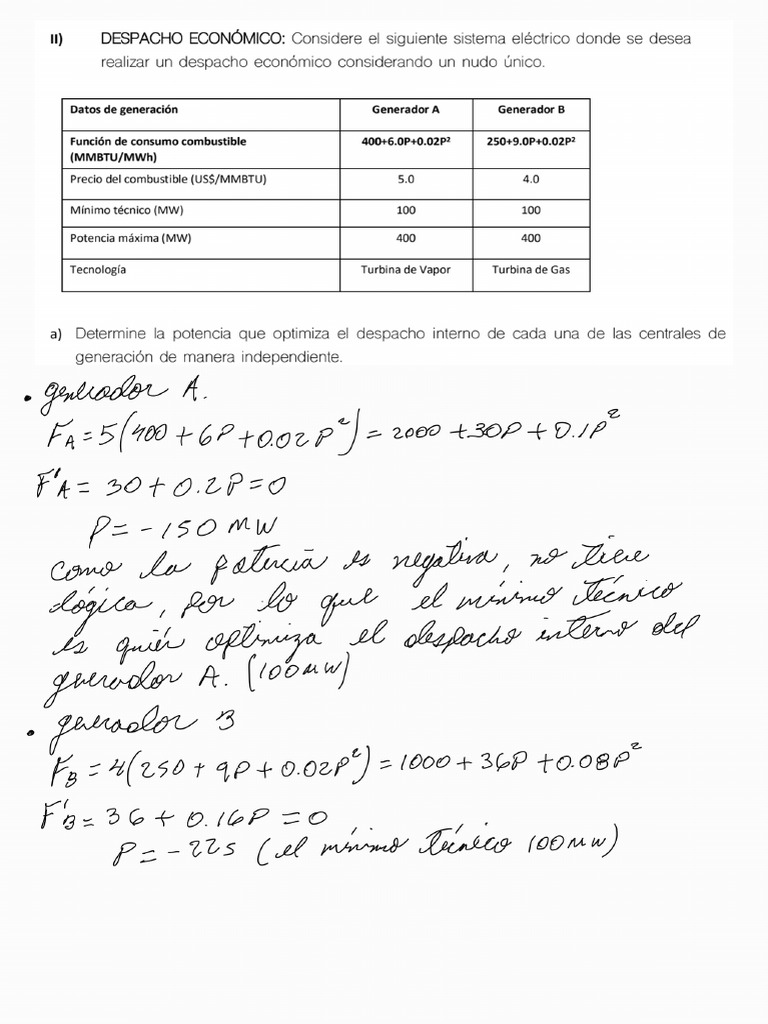 Cálculo de Despacho económico. | PDF