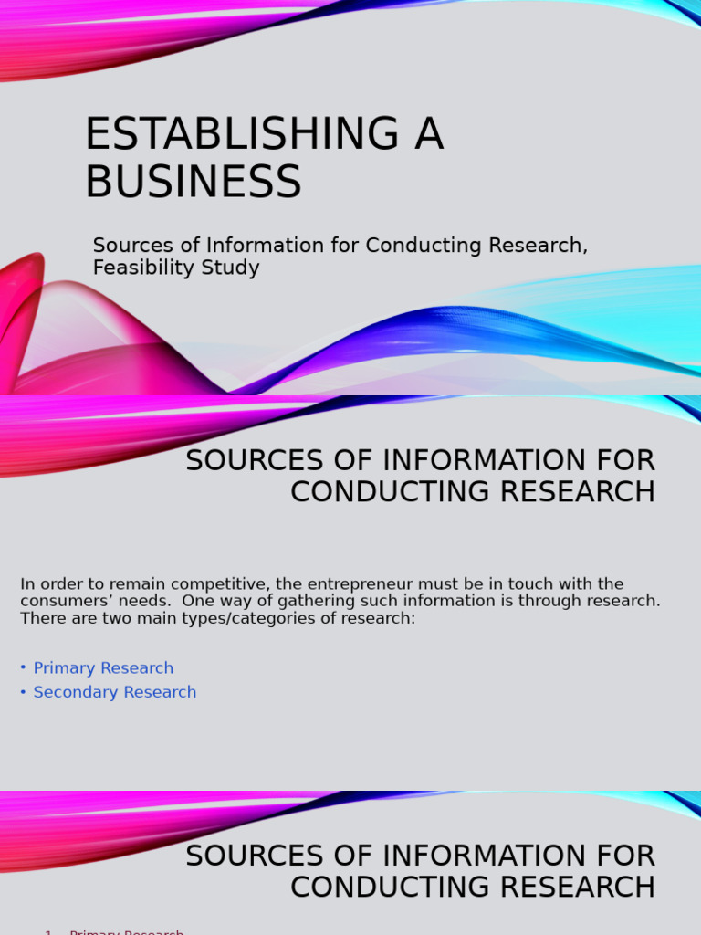 Sources of Information For Conducting Research, Feasibility Study | PDF