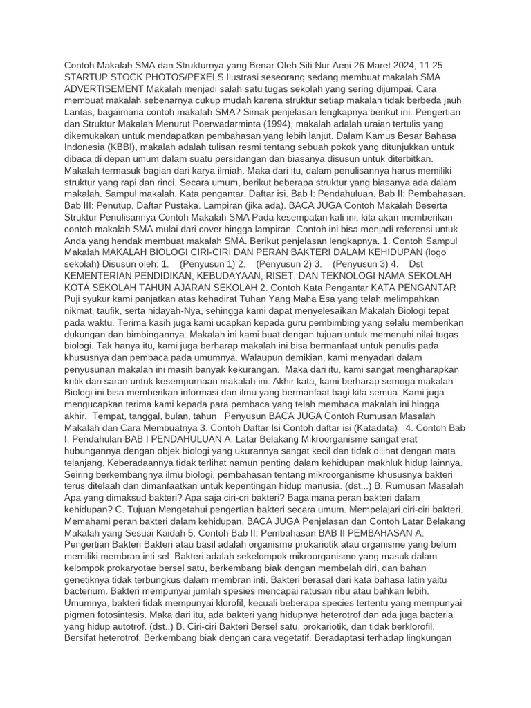 Contoh Makalah SMA Dan Strukturnya Yang Benar Oleh Siti Nur Aeni 26 Maret 2024 | PDF