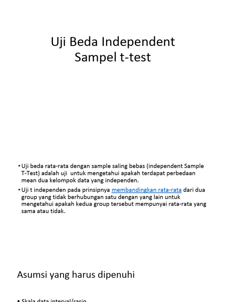 Uji Beda Independent | PDF