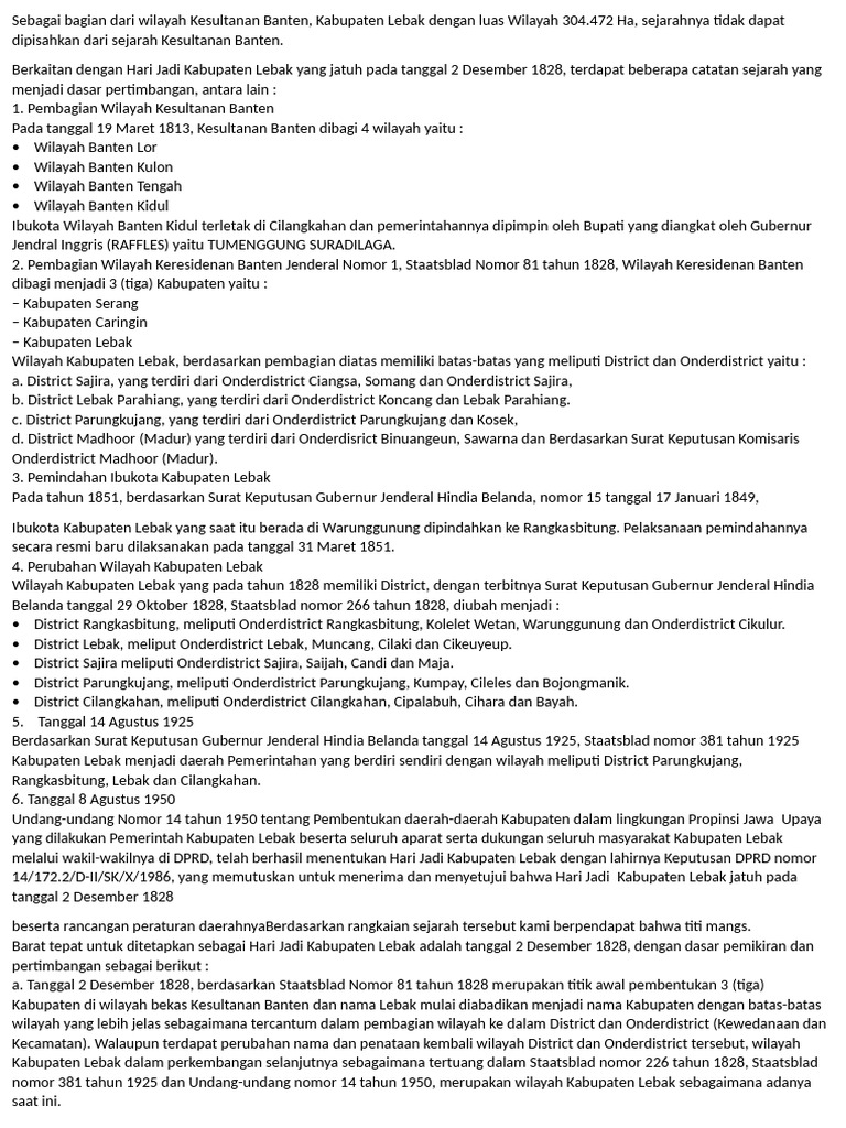 Sejarah Kab. Lebak | PDF