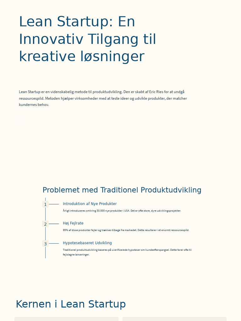 Lean Startup en Innovativ Tilgang Til Produktudvikling | PDF