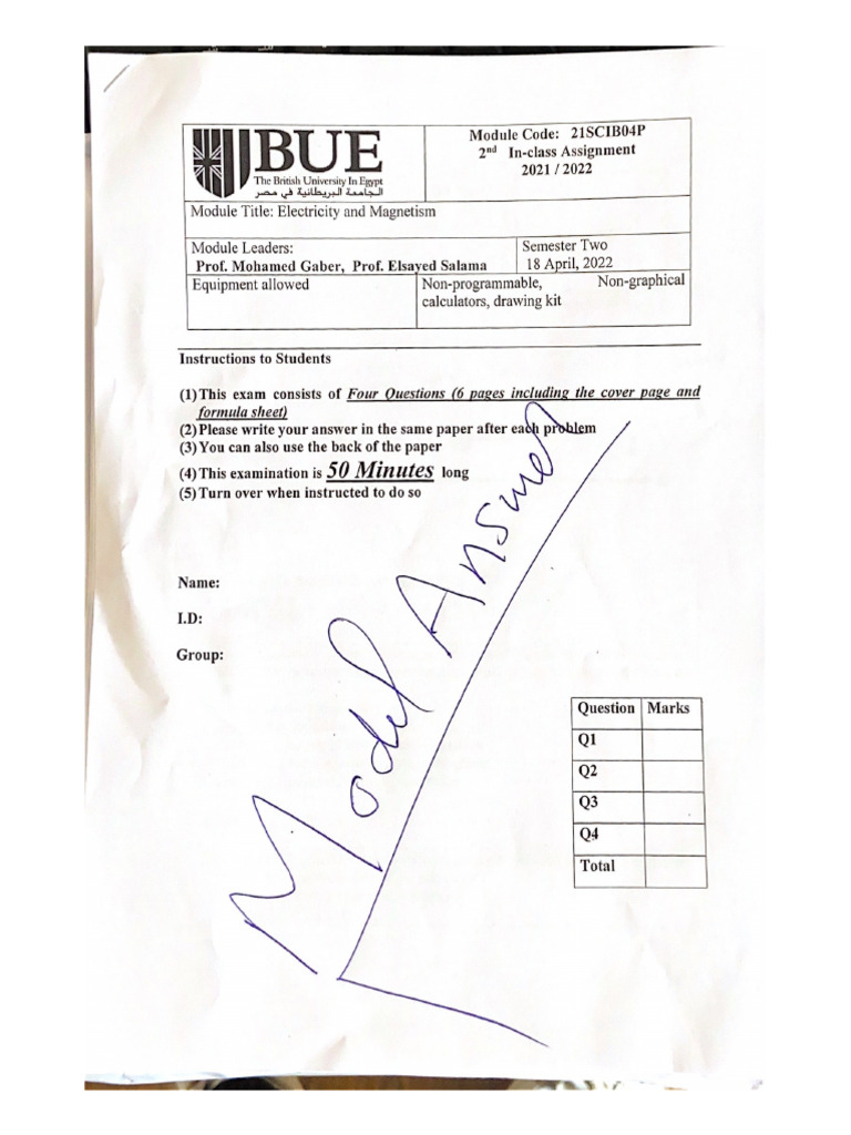 2nd Inclass Assignment 2 Model Answer | PDF