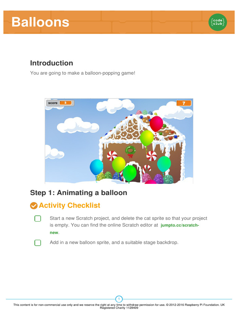 Balloons | PDF | Scratch (Programming Language) | Computing