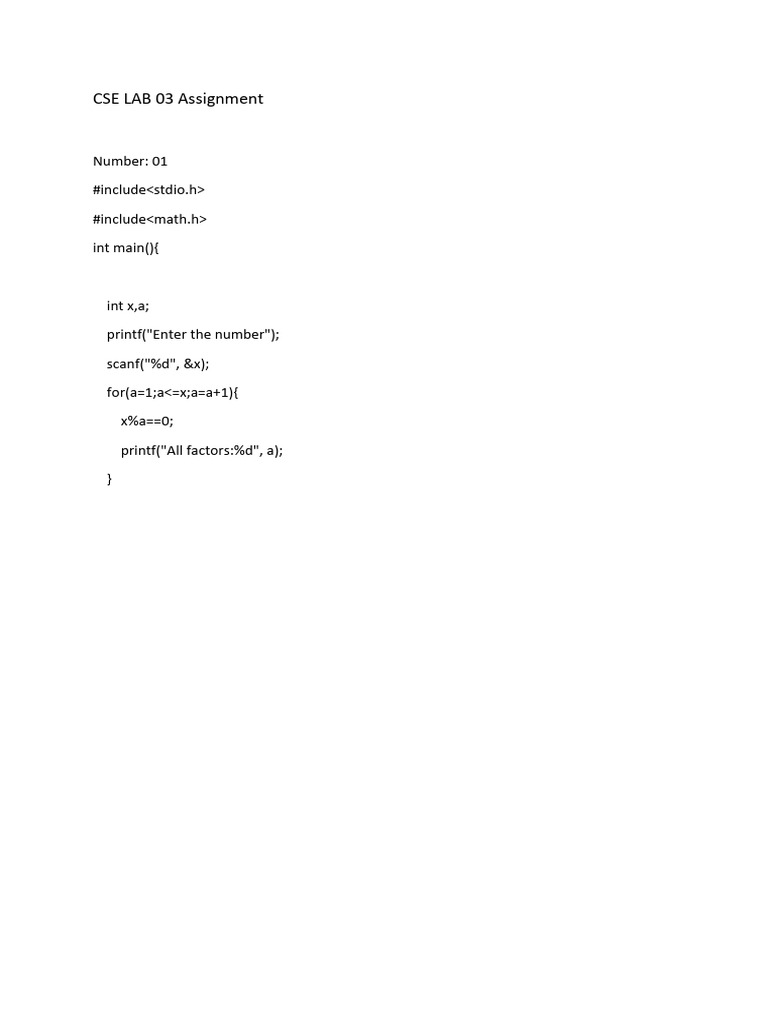 CSE LAB 03 Assignment | PDF