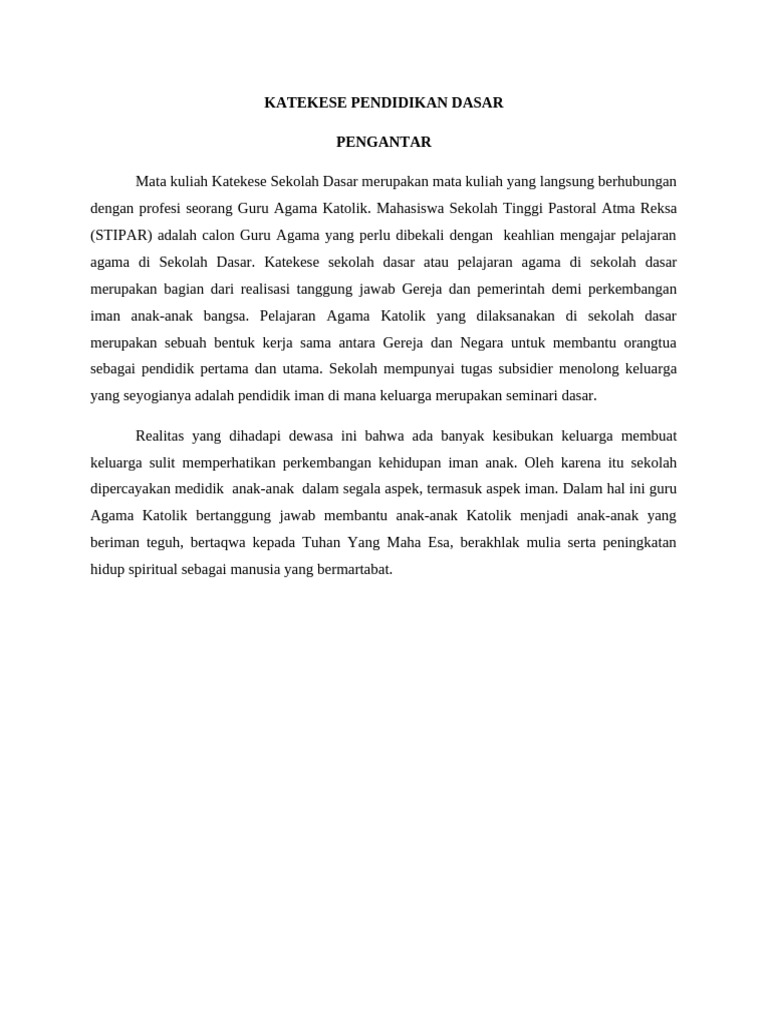 Katekese Pendidikan Dasar | PDF