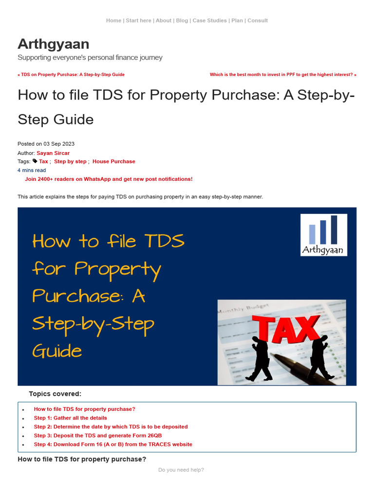 How To File TDS For Property Purchase - A Step-by-Step Guide ...