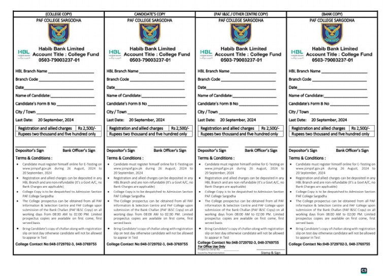 Challan Form 2025 PCS | PDF