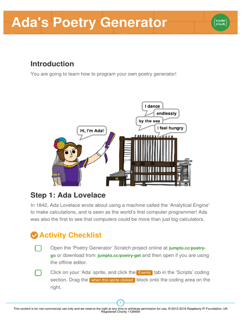 Ada's Poetry Generator Guide | PDF | Adjective | Adverb
