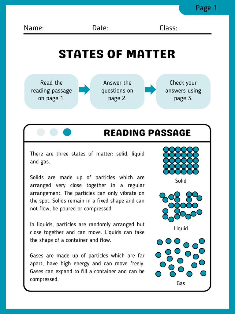 States of Matter Science Activity in A Blue Simple Style | PDF