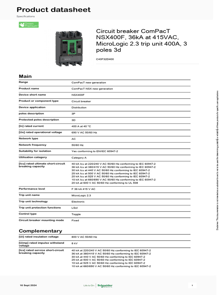 Schneider Electric - ComPacT-NSX-new-generation - C40F32D400 | PDF