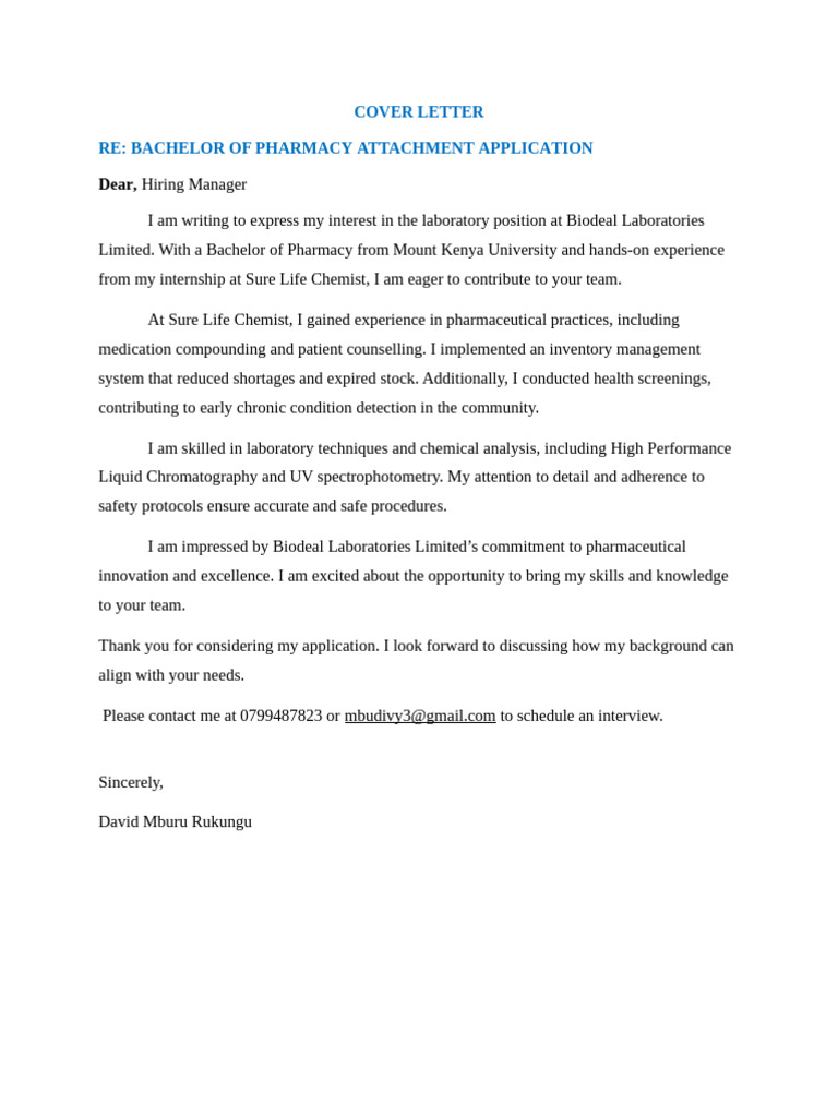 COVER LETTER David - Edited | PDF | Self-Improvement | Science ...