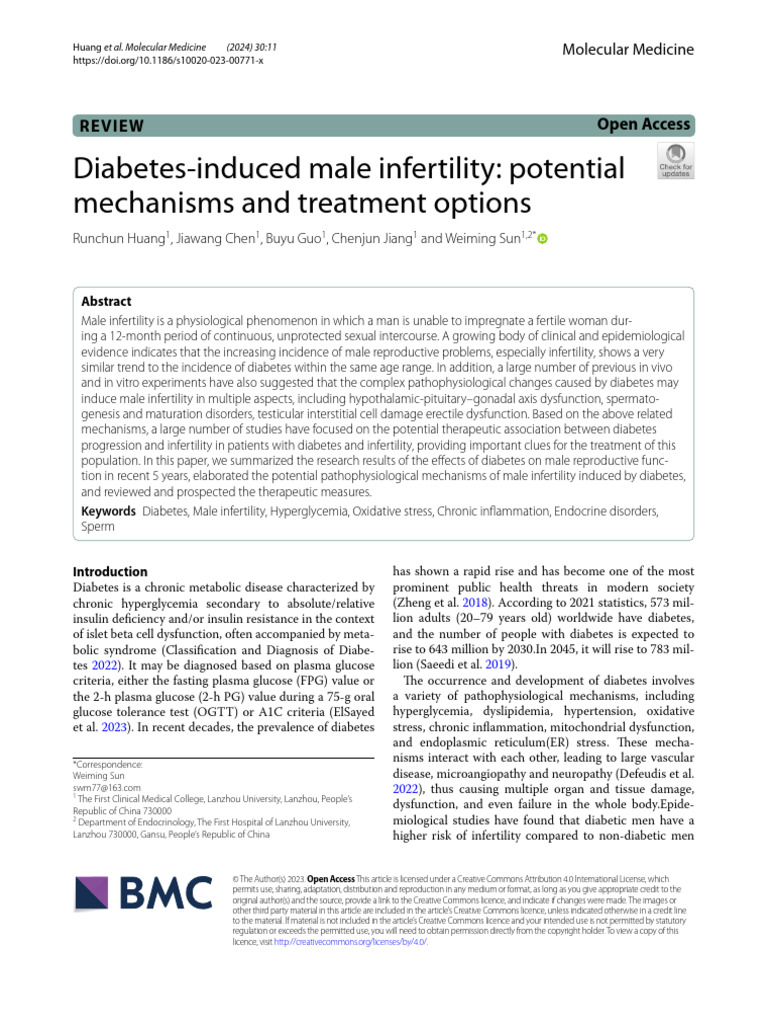 DM2 Induce Infertilidad Masculina, Mecanismos | PDF