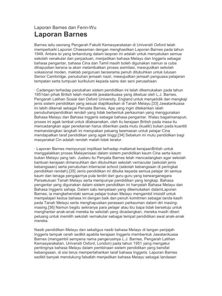 Laporan Barnes Dan Fenn | PDF