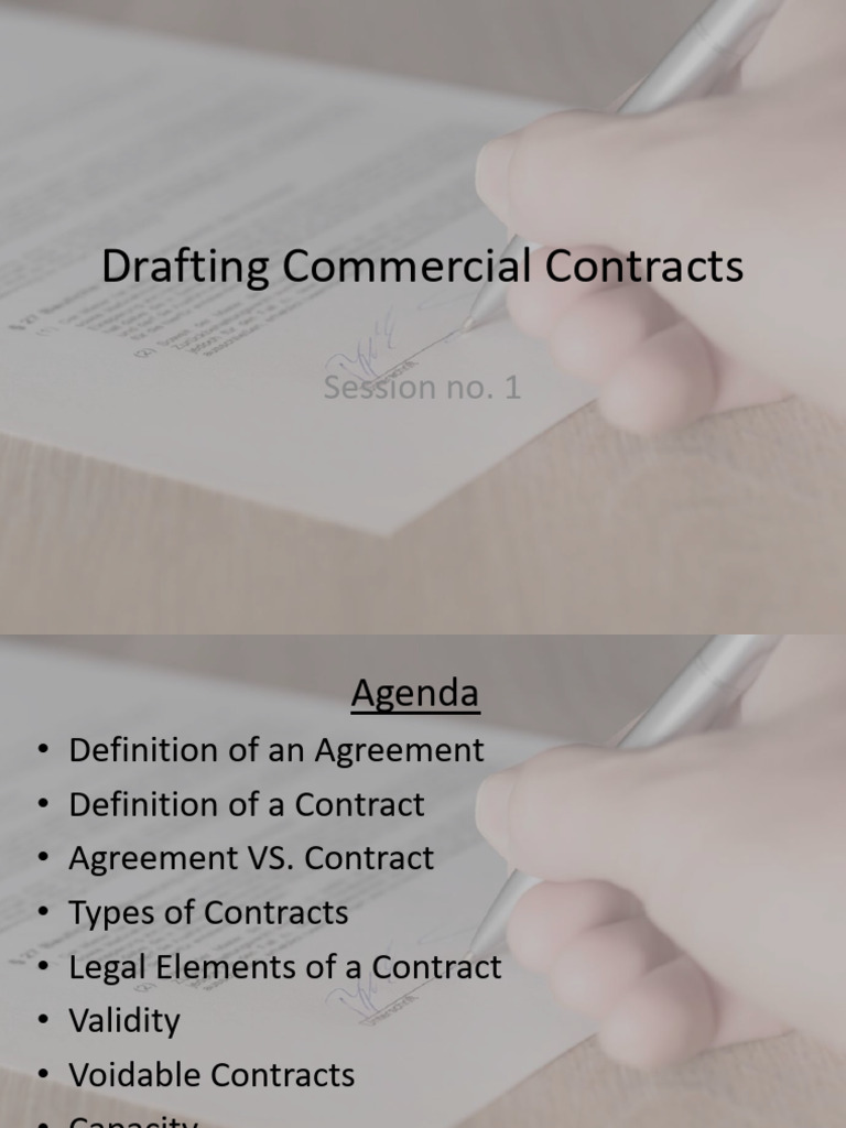 Drafting Commercial Contracts - Session 1 | PDF