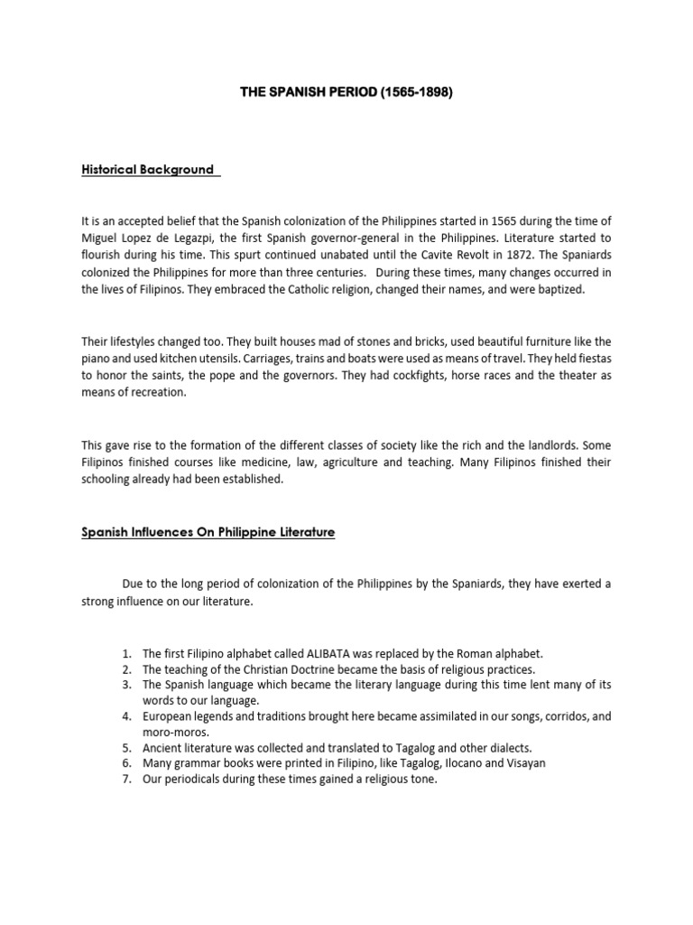 Philit During The Spanish Period | PDF