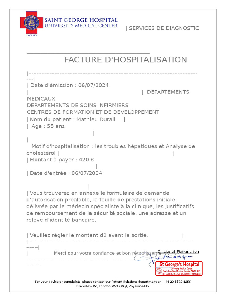 Facture Hopital | PDF