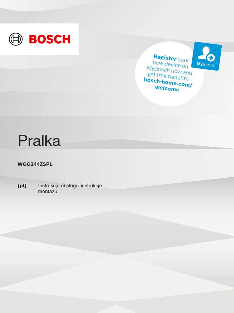 Instrukcja Obslugi BOSCH WGG244ZSPL | PDF