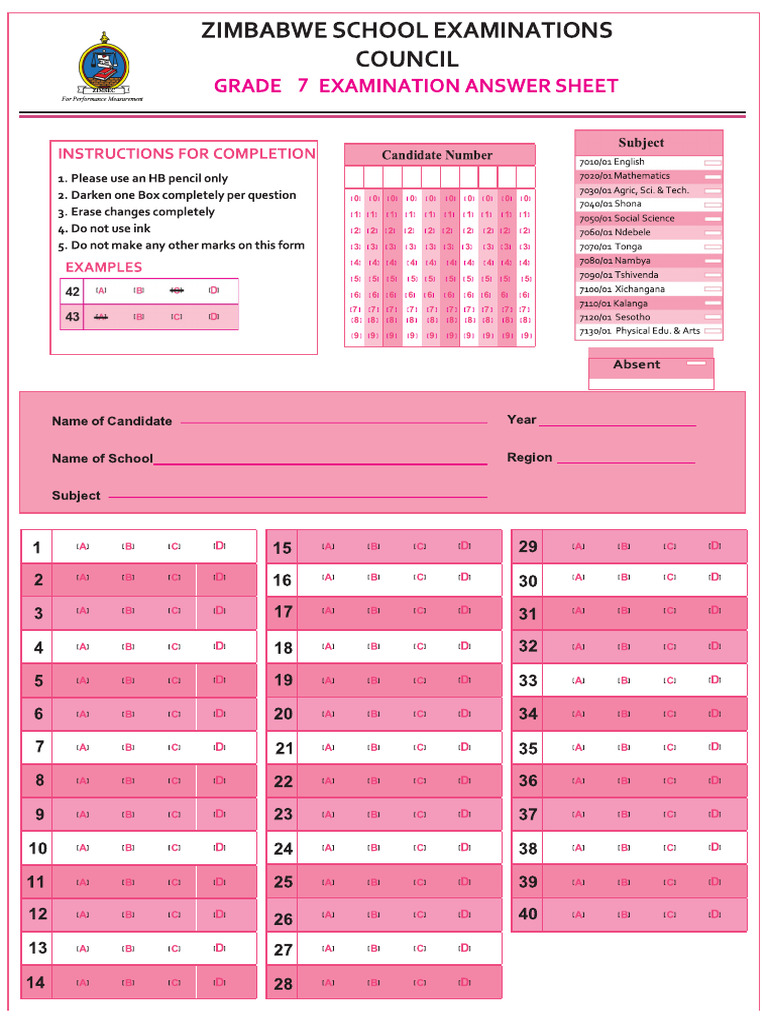 Grade 7 Scanner Sheet | PDF